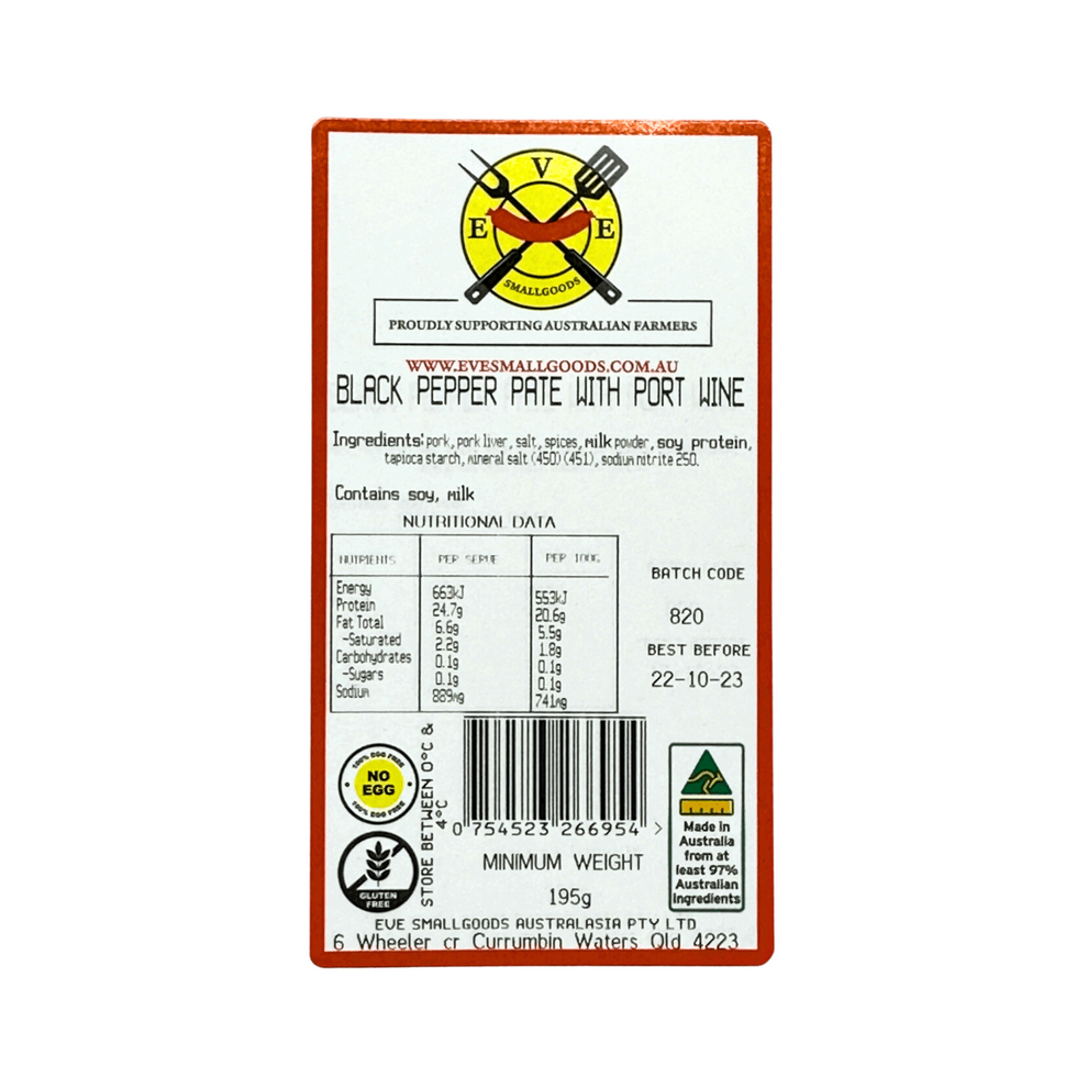 Black Pepper Pâté (195g) – Eve Smallgoods